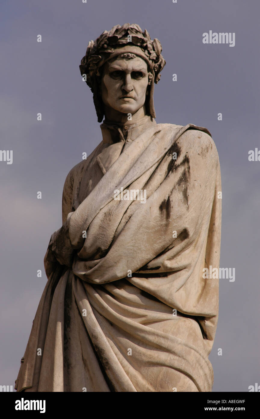 Statue of Dante Alighieri in Piazza Santa Croce Florence Toscana Italy ...