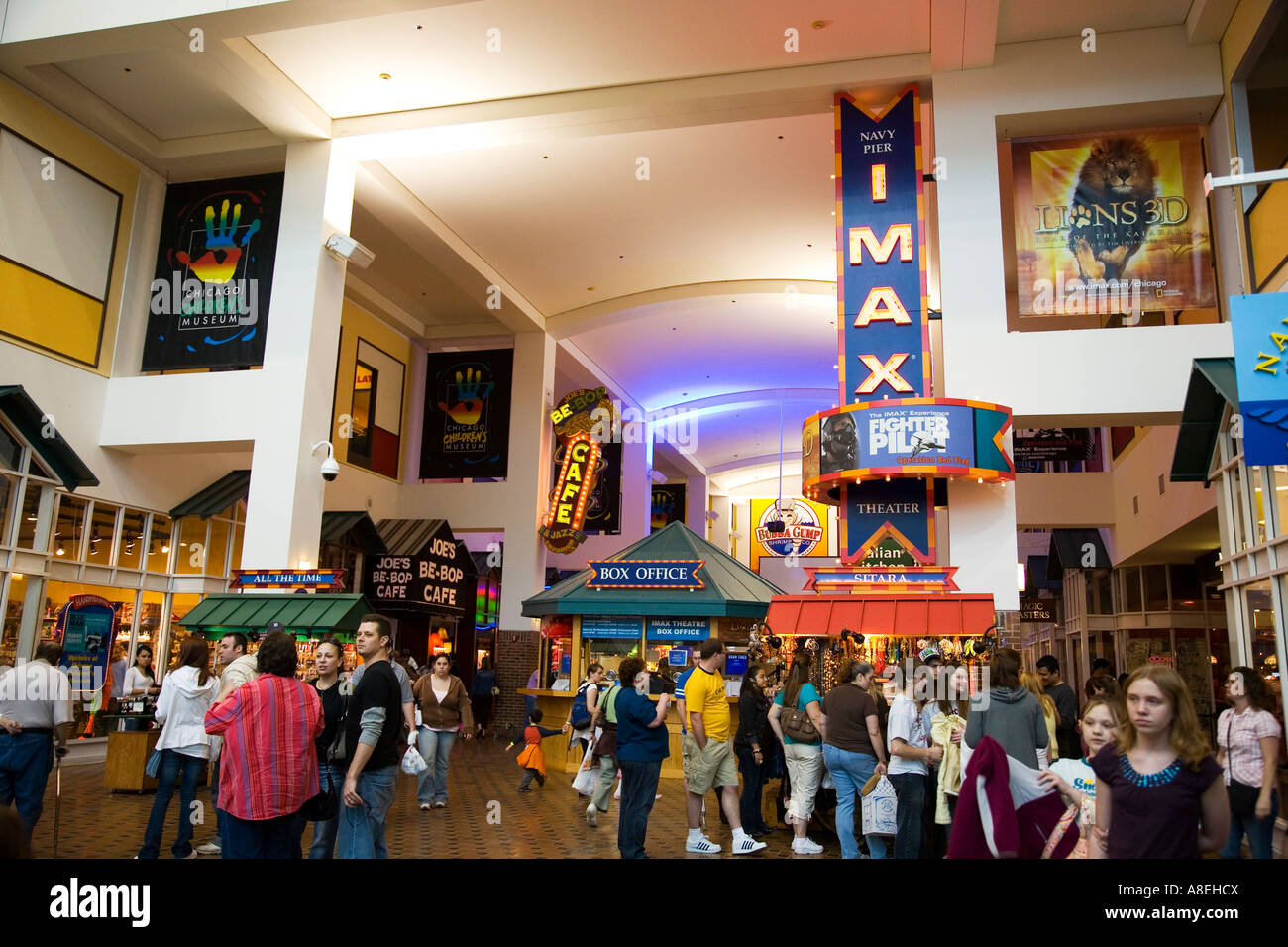CHICAGO Illinois Crowd indoors at Family Pavilion at Navy Pier shops ...