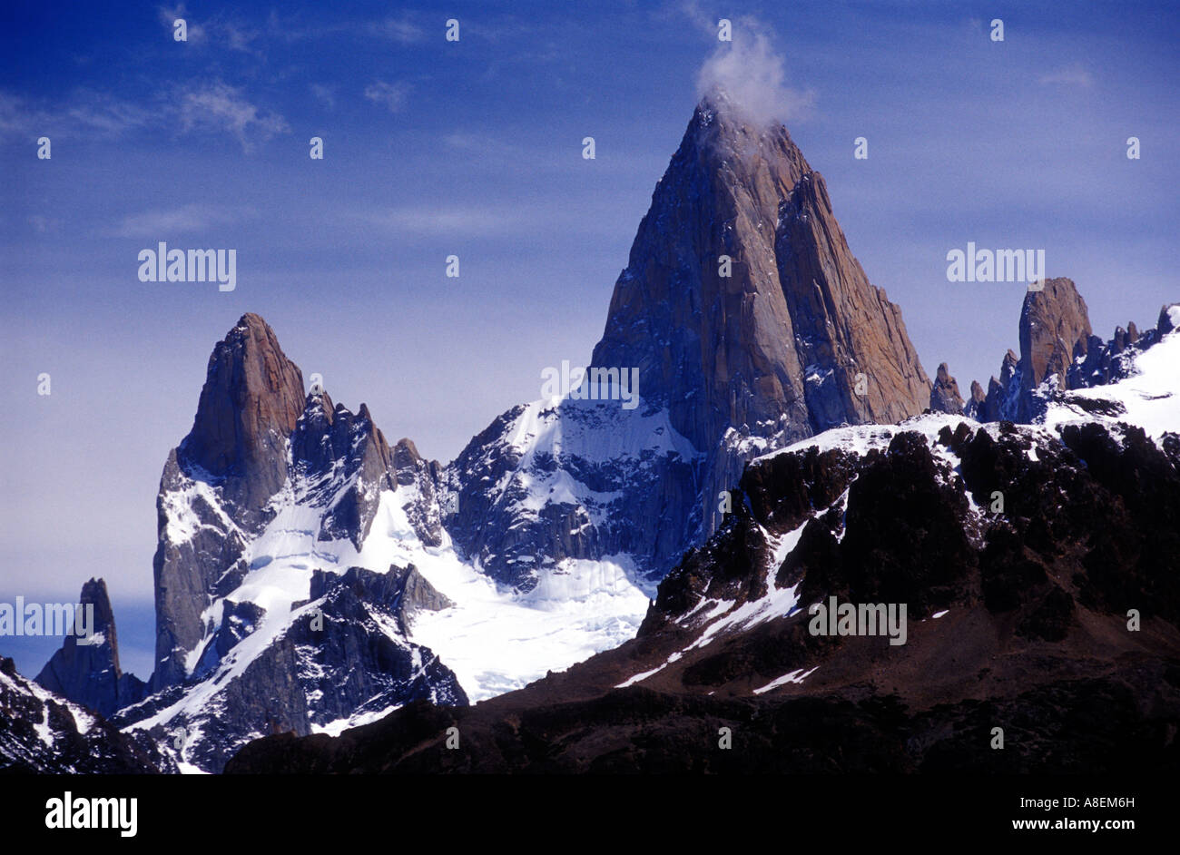 Mount "Fitz Roy" (3405m) also called “Chalten” in the Southern Andean ...