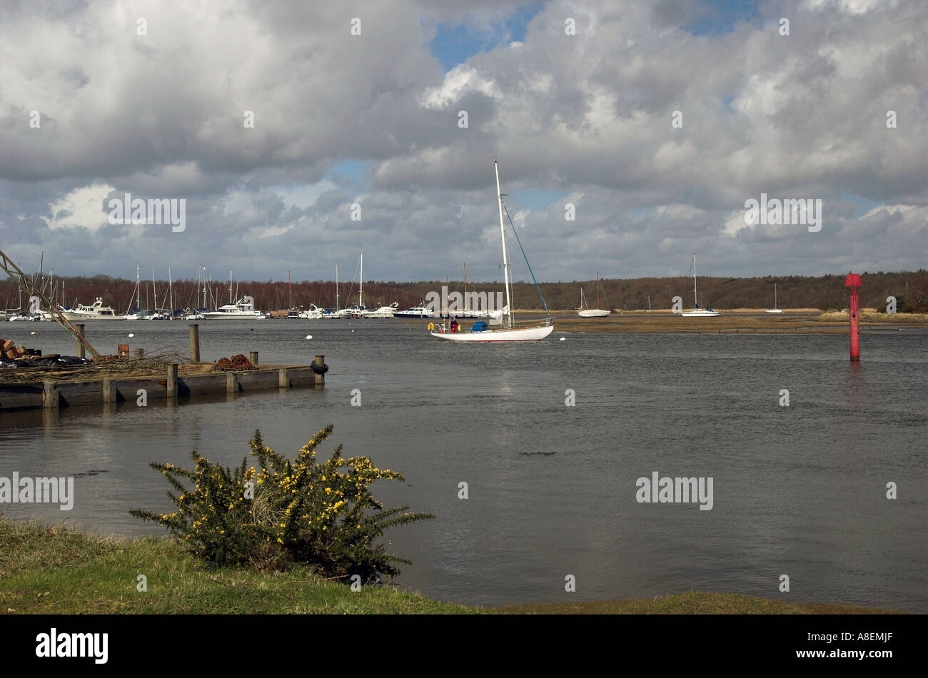 Boating scene on the Beaulieu River near Bucklers Hard, Hampshire ...
