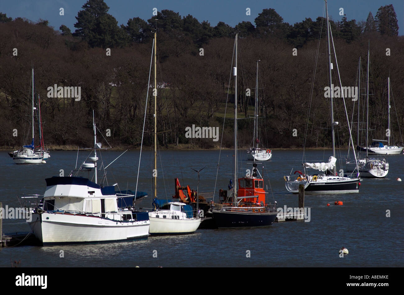 Boating scene on the Beaulieu River near Bucklers Hard, Hampshire ...
