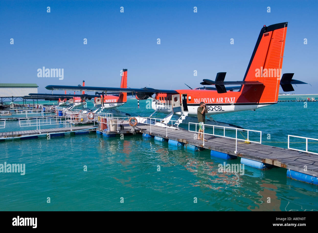 maldives air taxi male airplane seaplane Stock Photo - Alamy