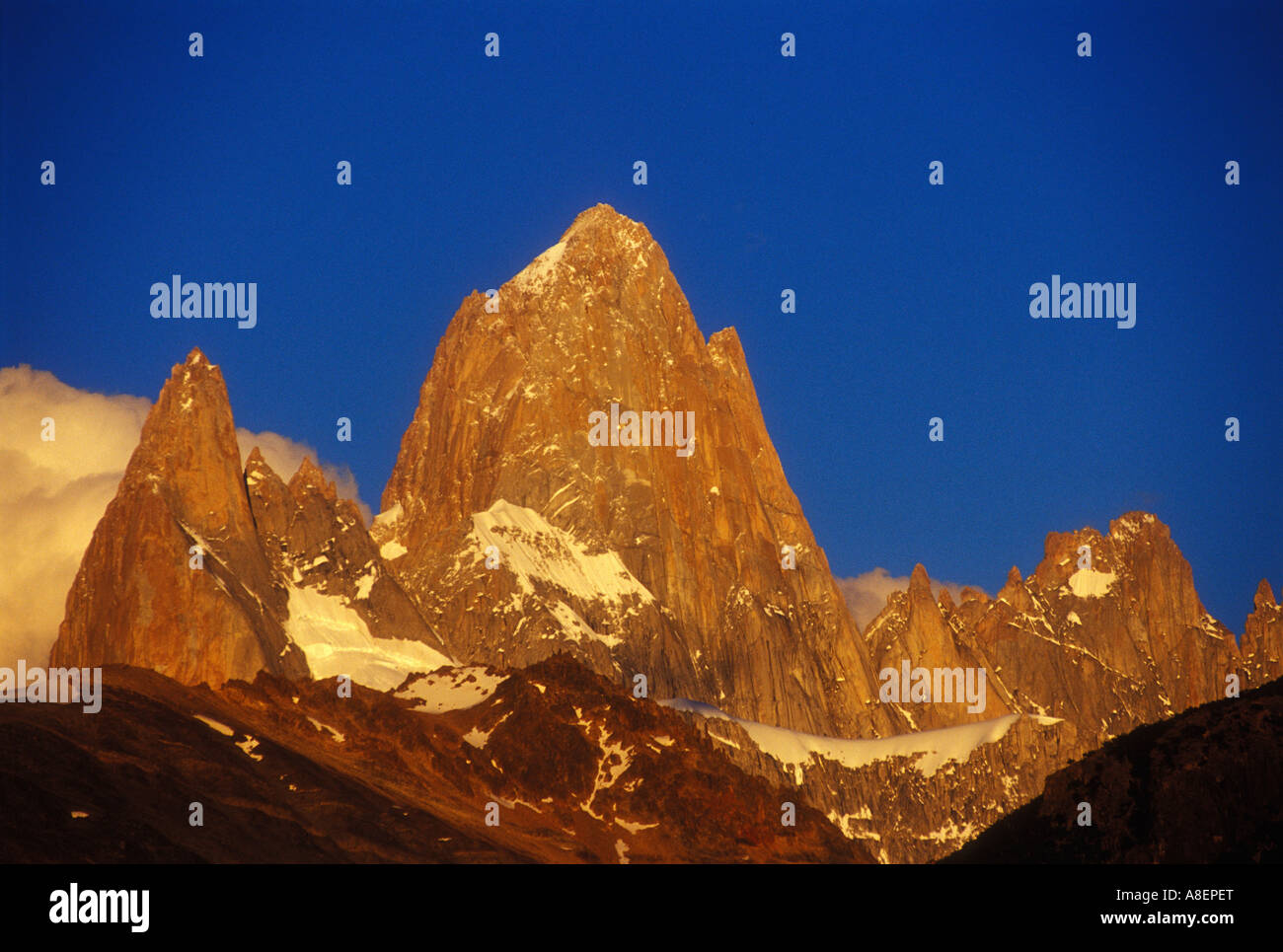 Mount "Fitz Roy" (3405m) also called “Chalten” in the Southern Andean ...