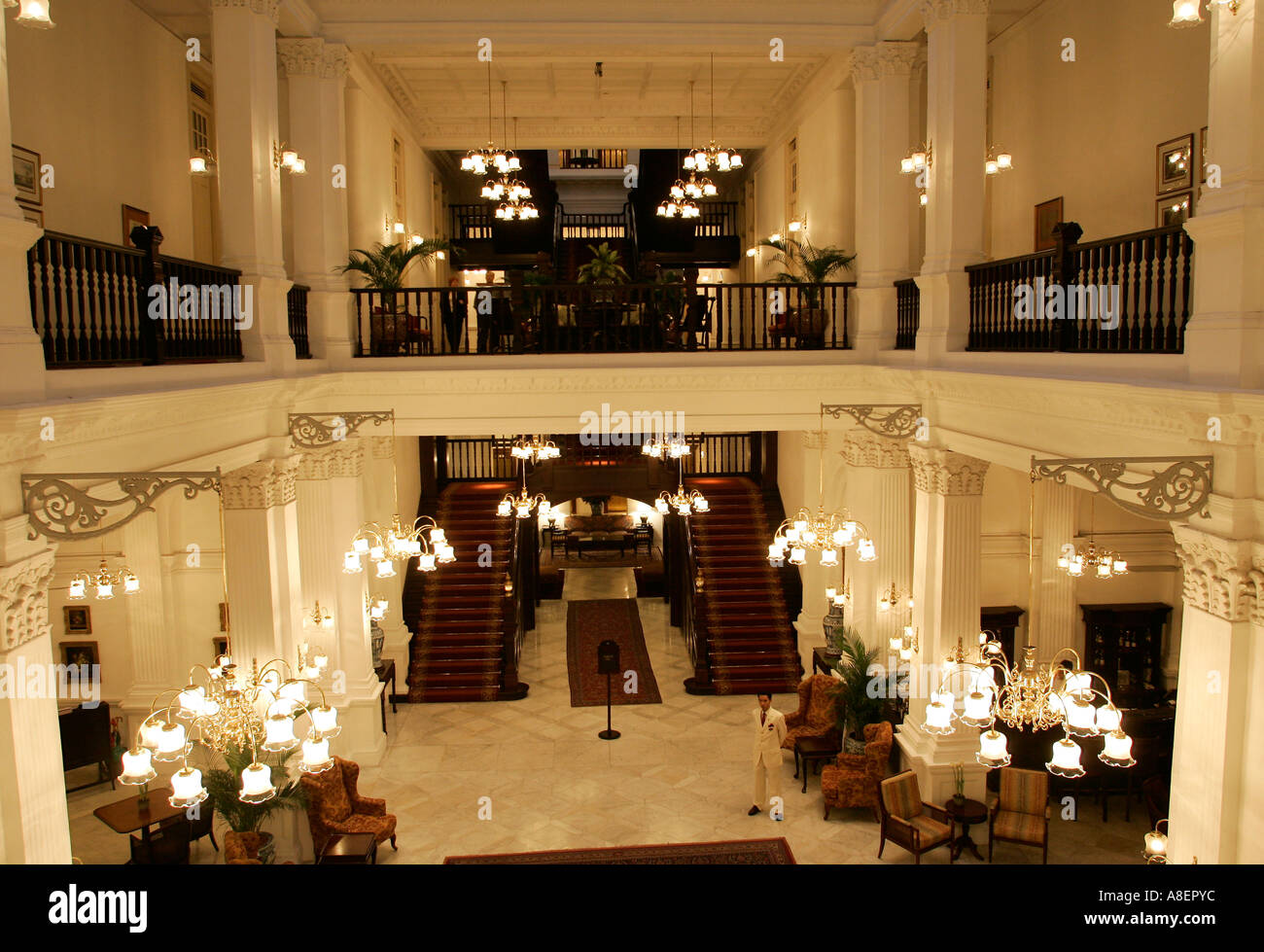 Lobby of the Raffles Hotel in Singapore Stock Photo - Alamy