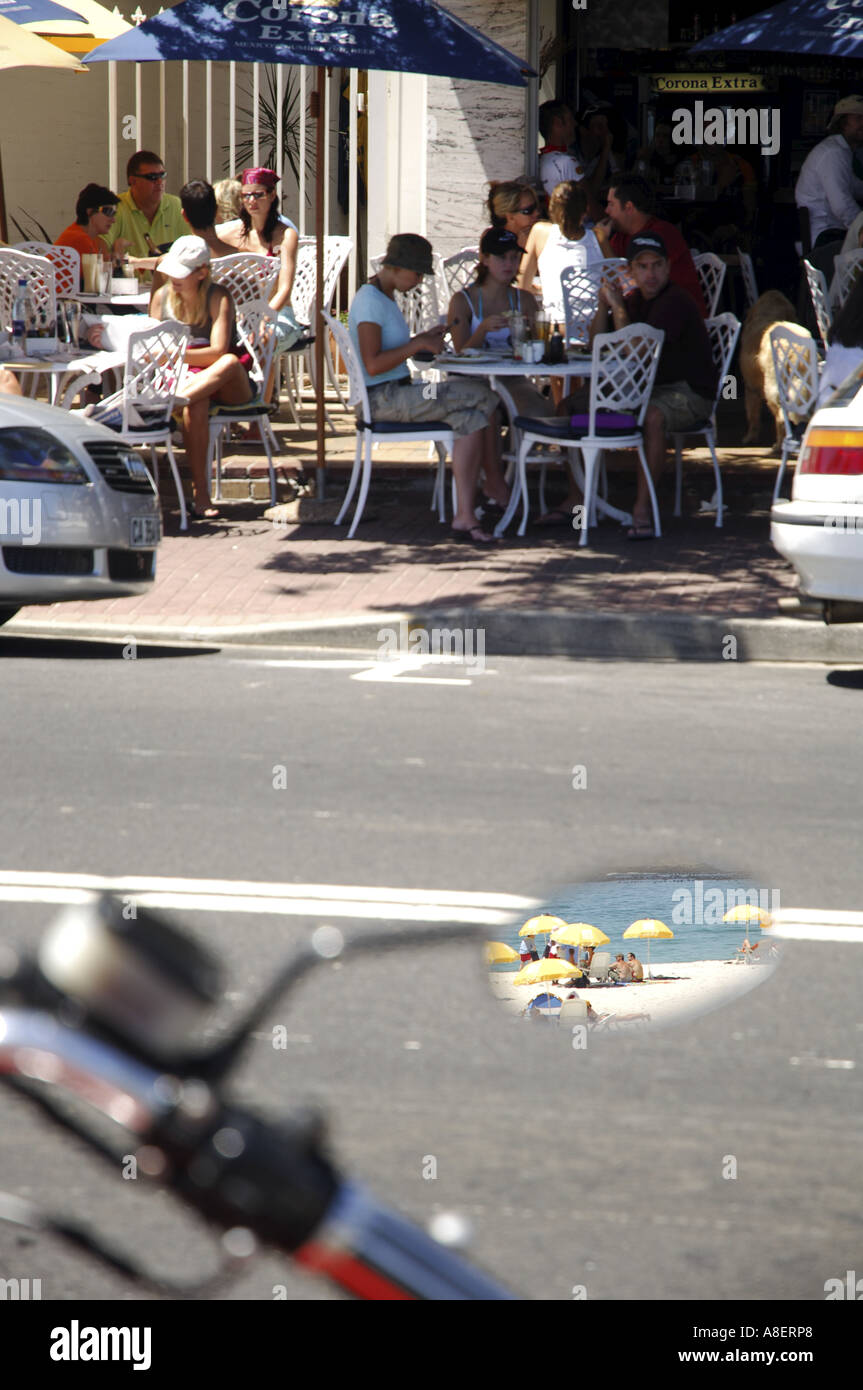 Cafe culture in the Camps Bay area of Cape Town with the beach ...