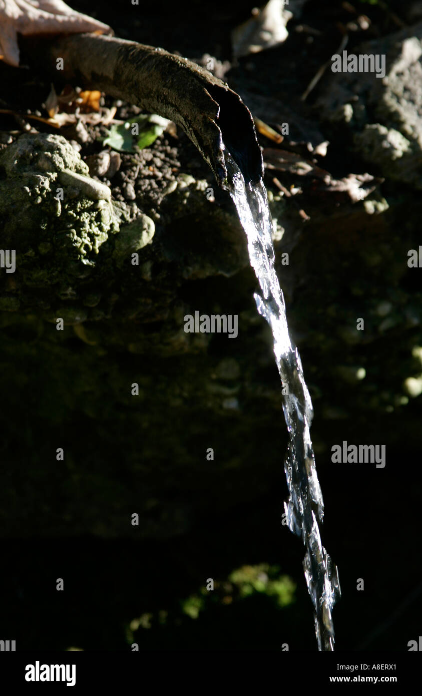 Spring water pouring out of a rusty pipe Stock Photo - Alamy