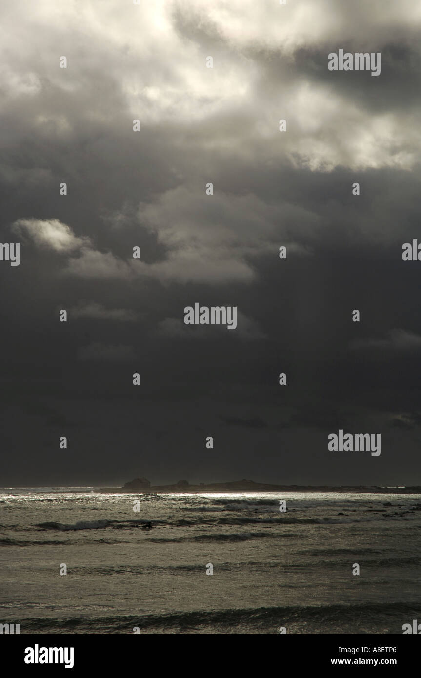 Storms gather over Agulhas Point at Cape Agulhas in the Overberg region ...