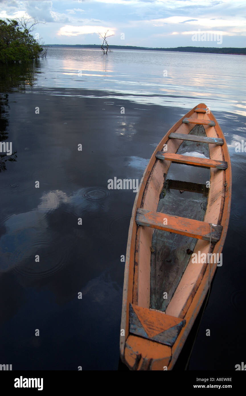 canoe floating in rio negro amazon river manaus brasil Stock Photo - Alamy