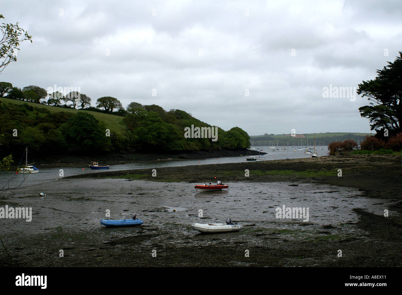 The creek at Mylor church town Cornwall England UK Europe Stock Photo ...