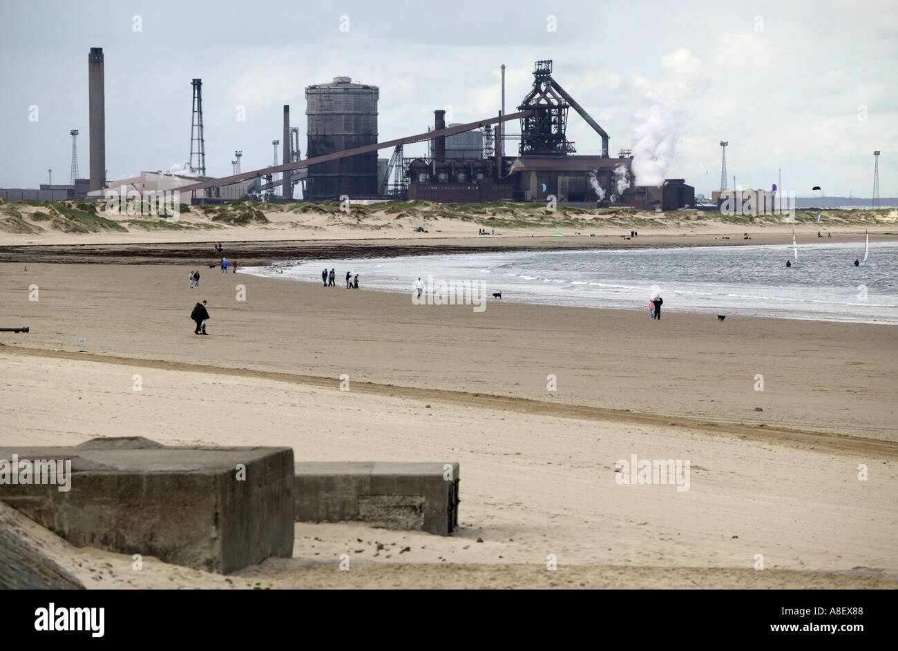 Heavy industry on the coastline of the North Yorkshire town of Redcar ...