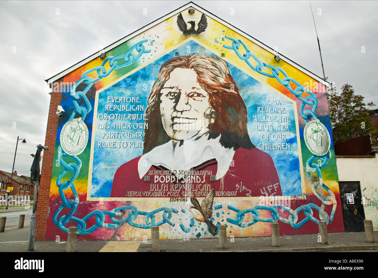 Republican mural commemorating Bobby Sands IRA member. Falls Road ...