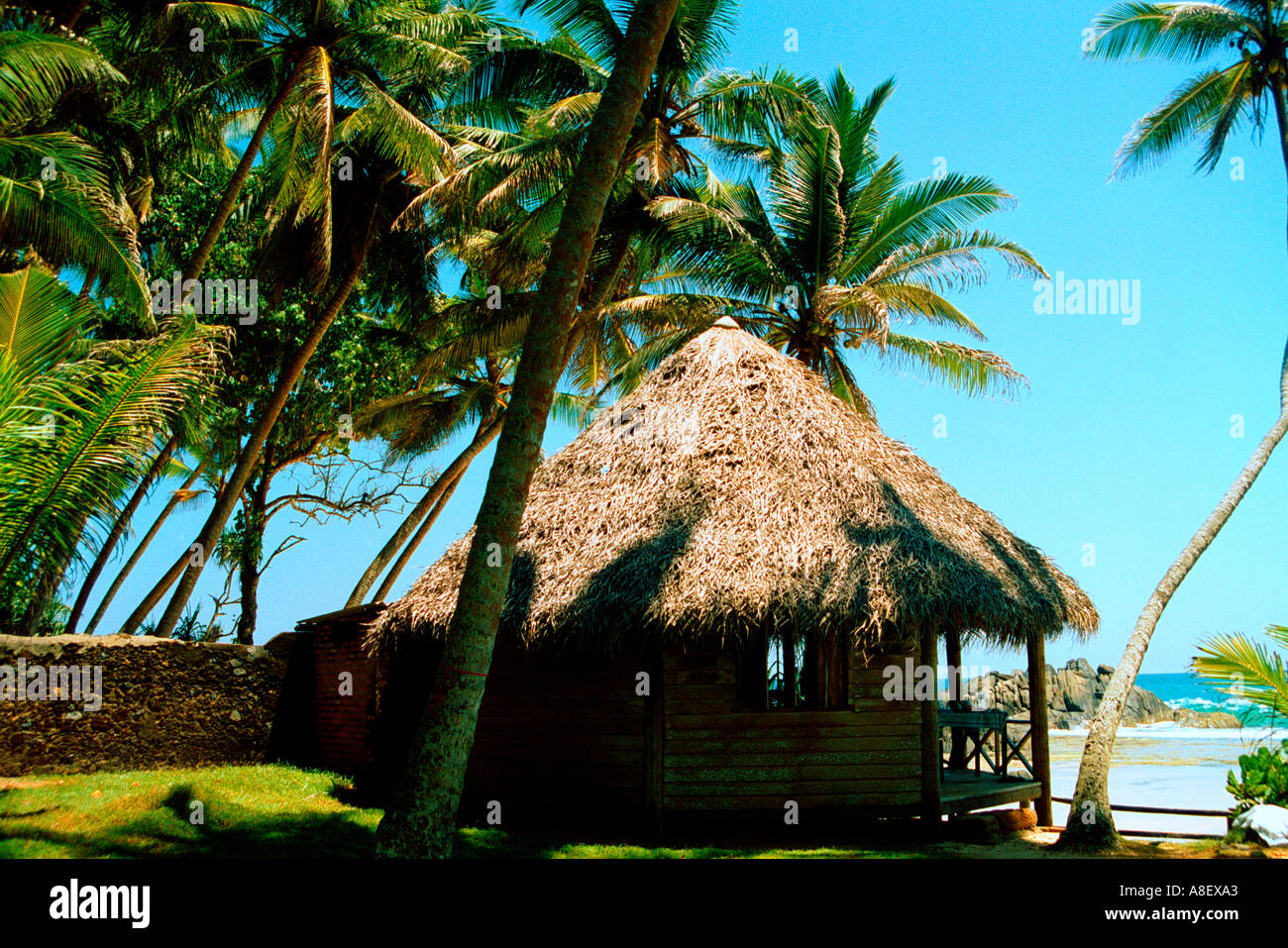 Sri Lanka Ceylon Indian ocean bungalow nearby Hikkaduwa Stock Photo - Alamy
