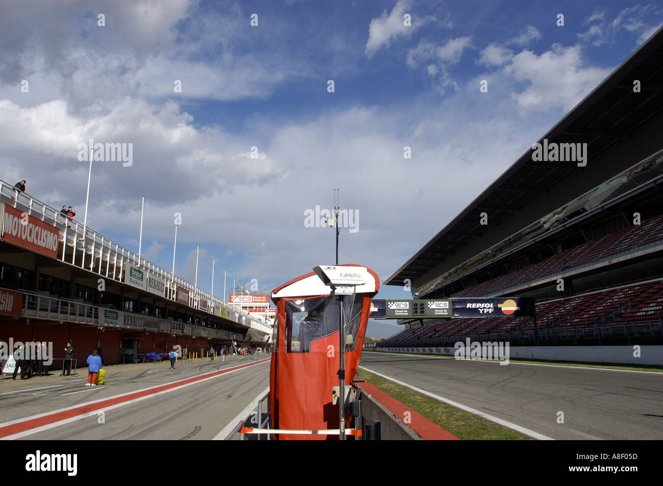 Racing track and pit lane at Circuit de Catalunya near Barcelona Stock ...