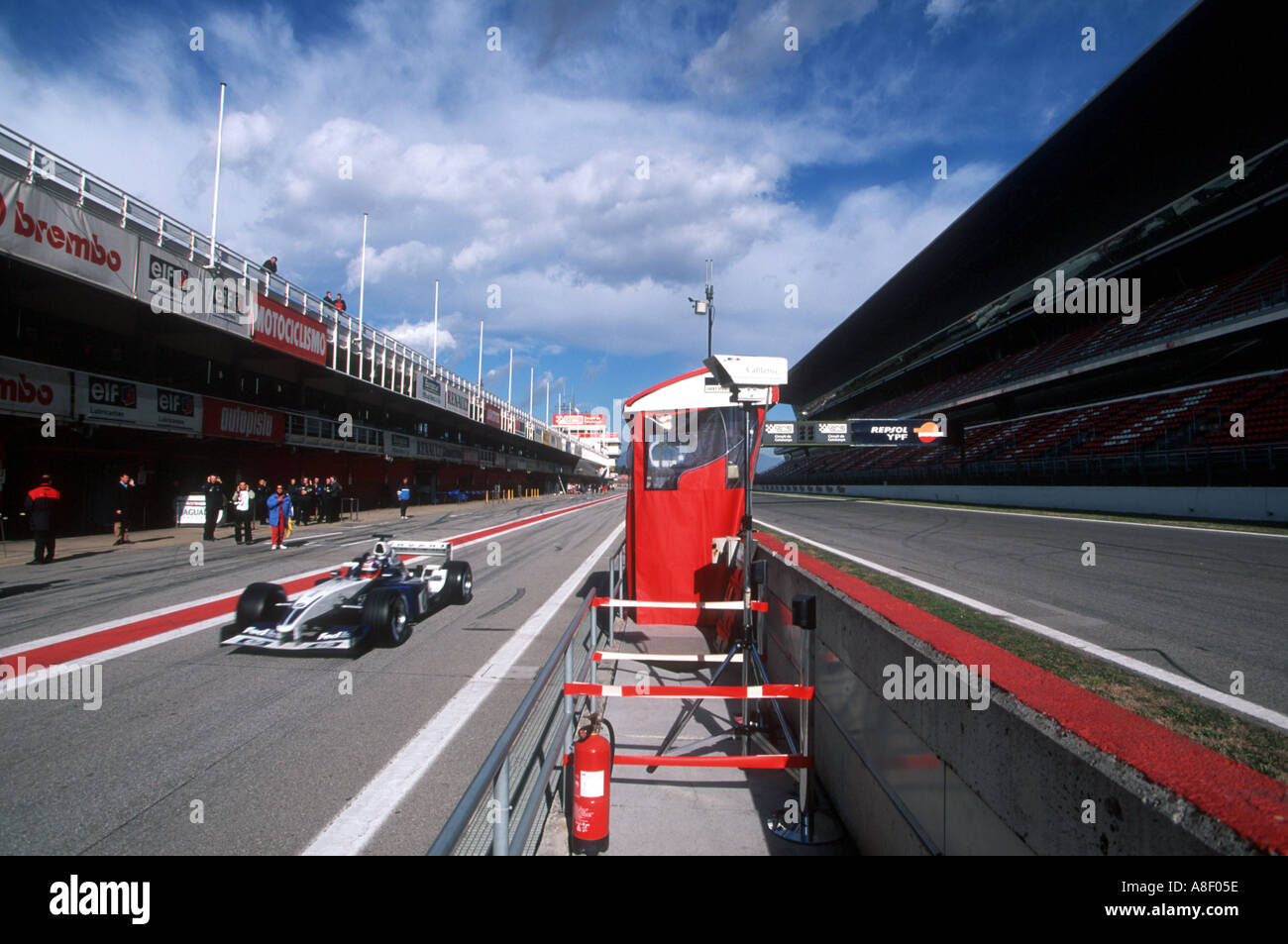 Racing track and pit lane at Circuit de Catalunya near Barcelona Stock ...