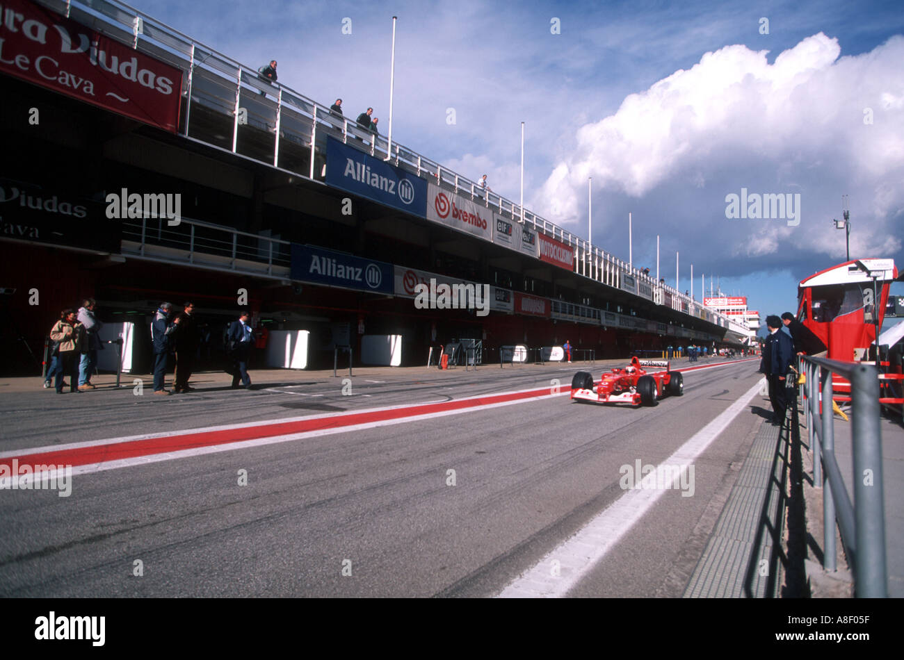 Racing track and pit lane at Circuit de Catalunya near Barcelona Stock ...