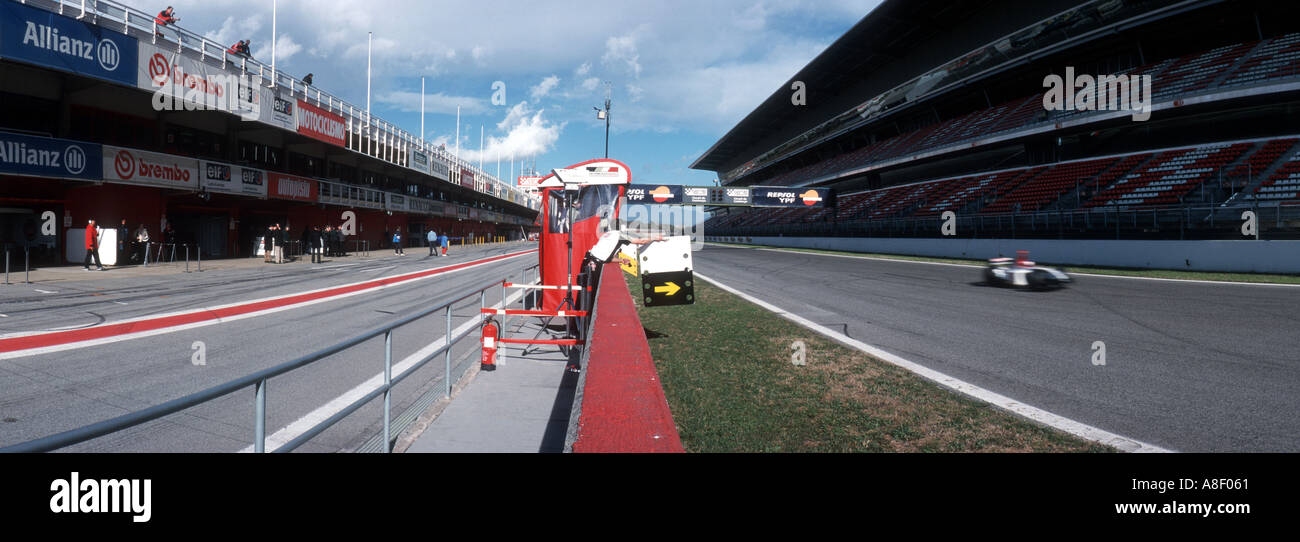 Panoramic view of the racing track and pit lane at Circuit de Catalunya ...