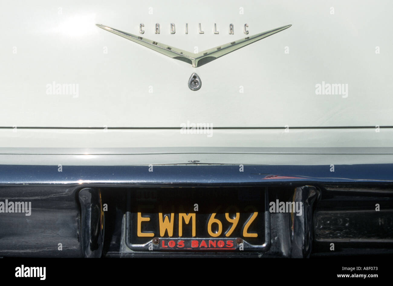 Sign and number plate of an old Cadillac Stock Photo - Alamy