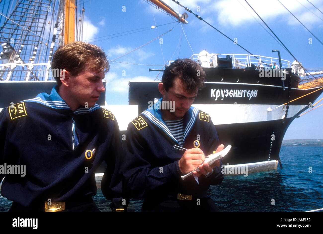 Russian sailors and the 1926 114m four masted barque tall ship ...