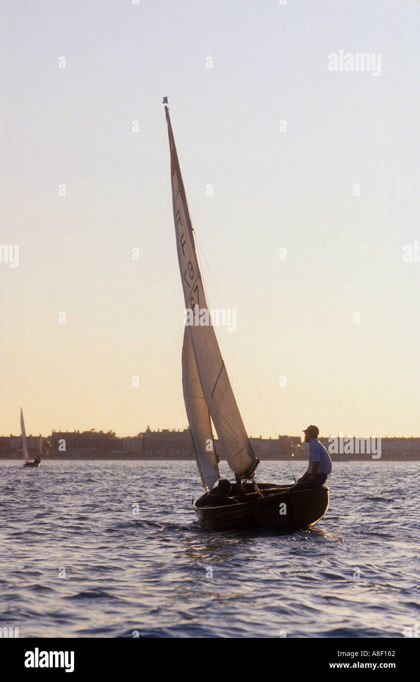 A 16ft Weymouth Falcon one design class sailing dinghy at Weymouth ...
