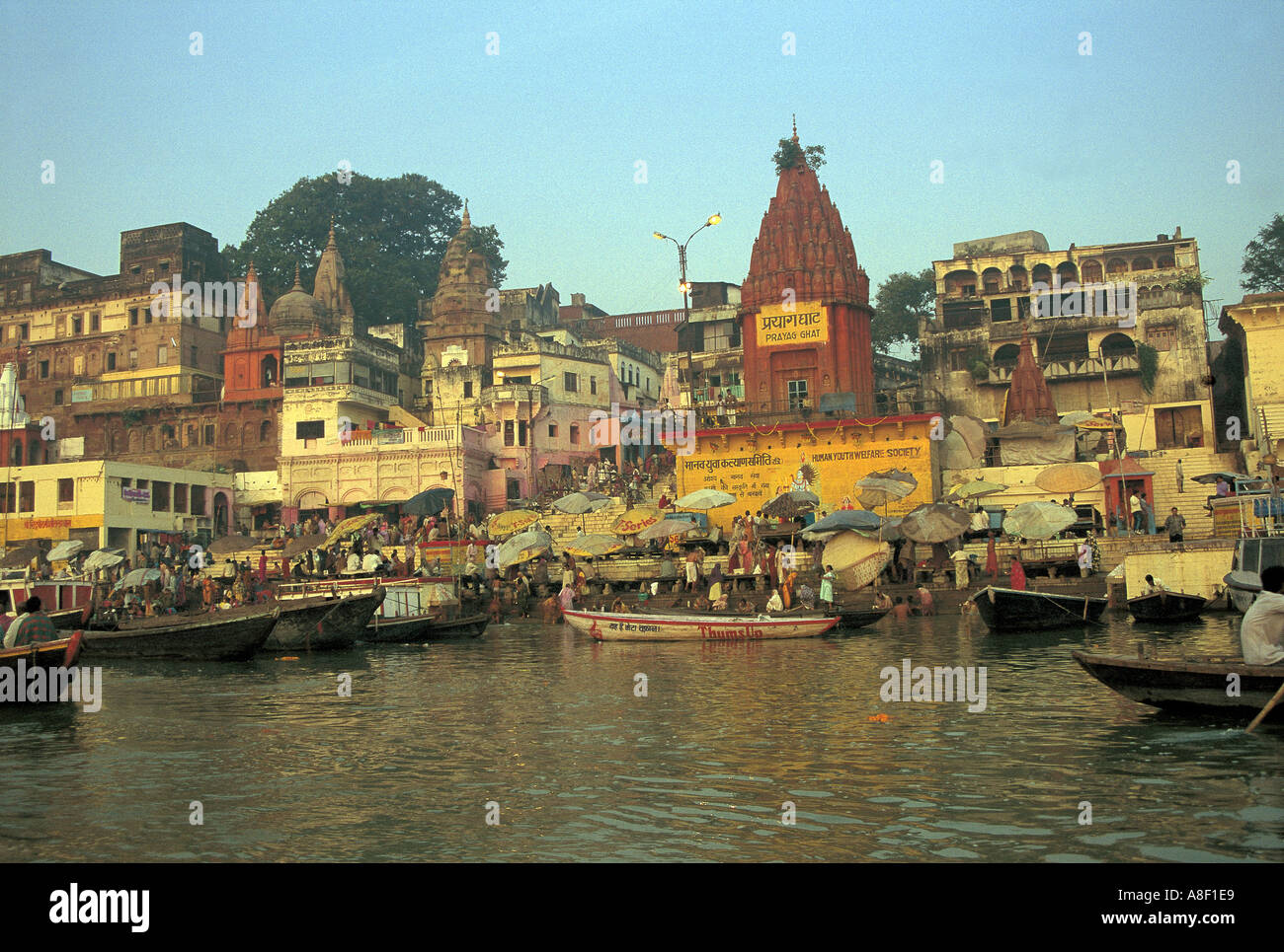 INDIA 1997 A GENERAL VIEW OF PRAYAG GHAT ON THE RIVER GANGES AT ...