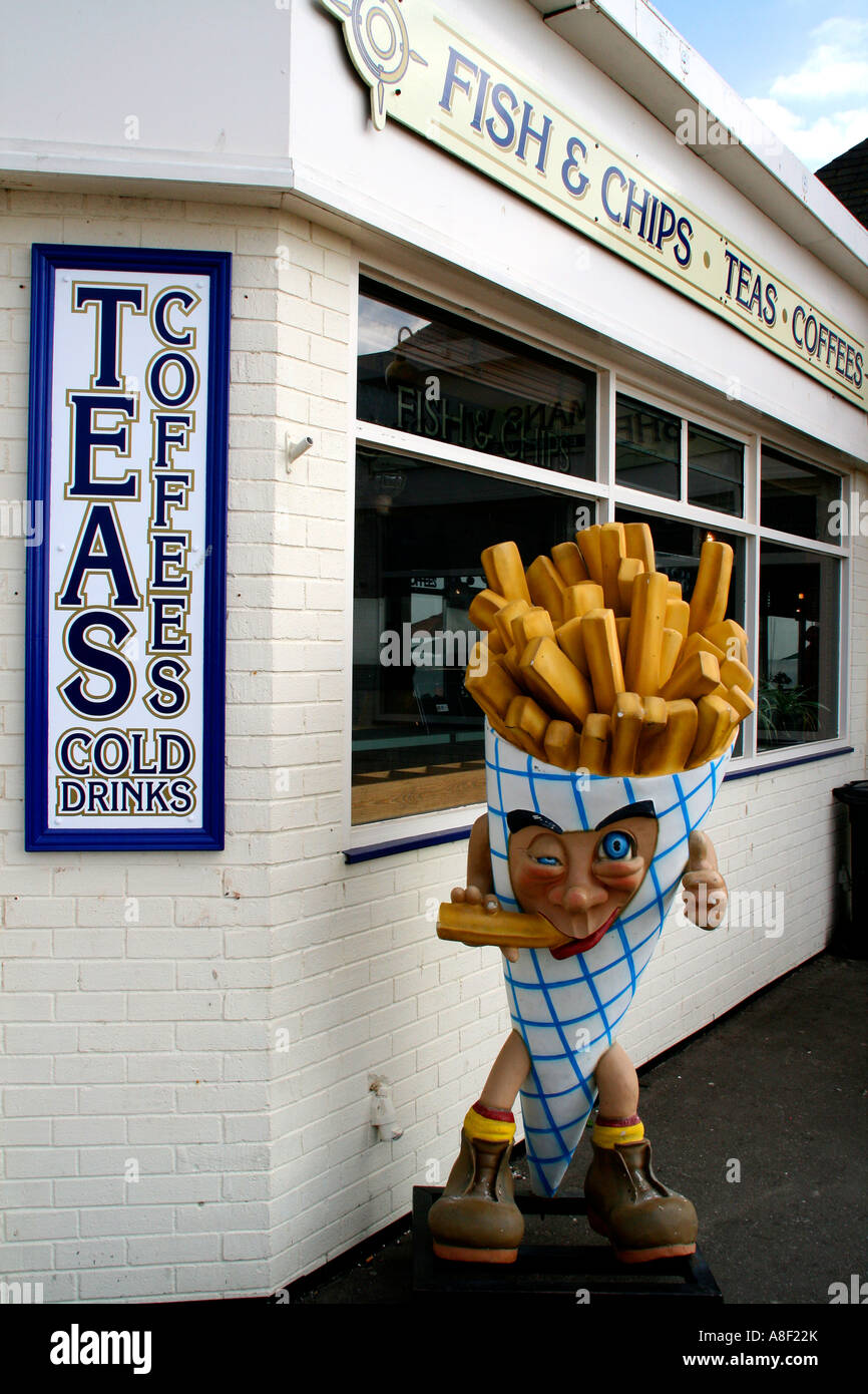 A chip shop sign on the promenade at Lowestoft Suffolk UK Stock Photo ...