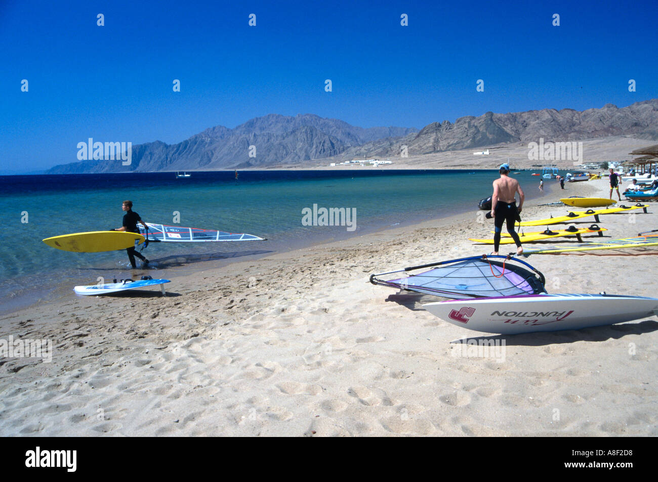 Windsurf sail Golden Beach Dahab Sinai Red Sea Egypt Stock Photo - Alamy