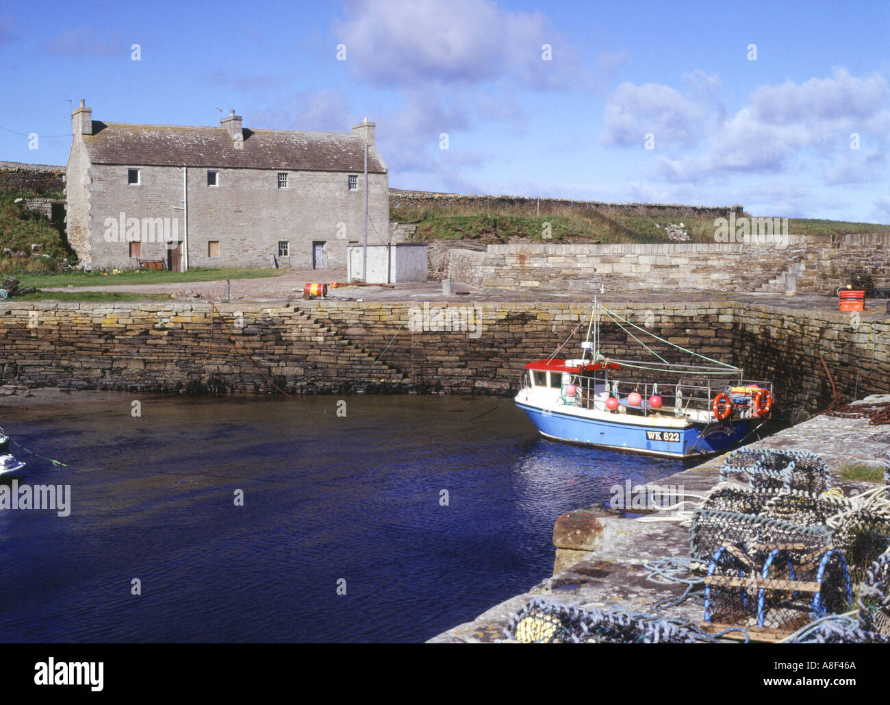 dh REAY CAITHNESS Harbour lobster and crab creels fishing boat north ...
