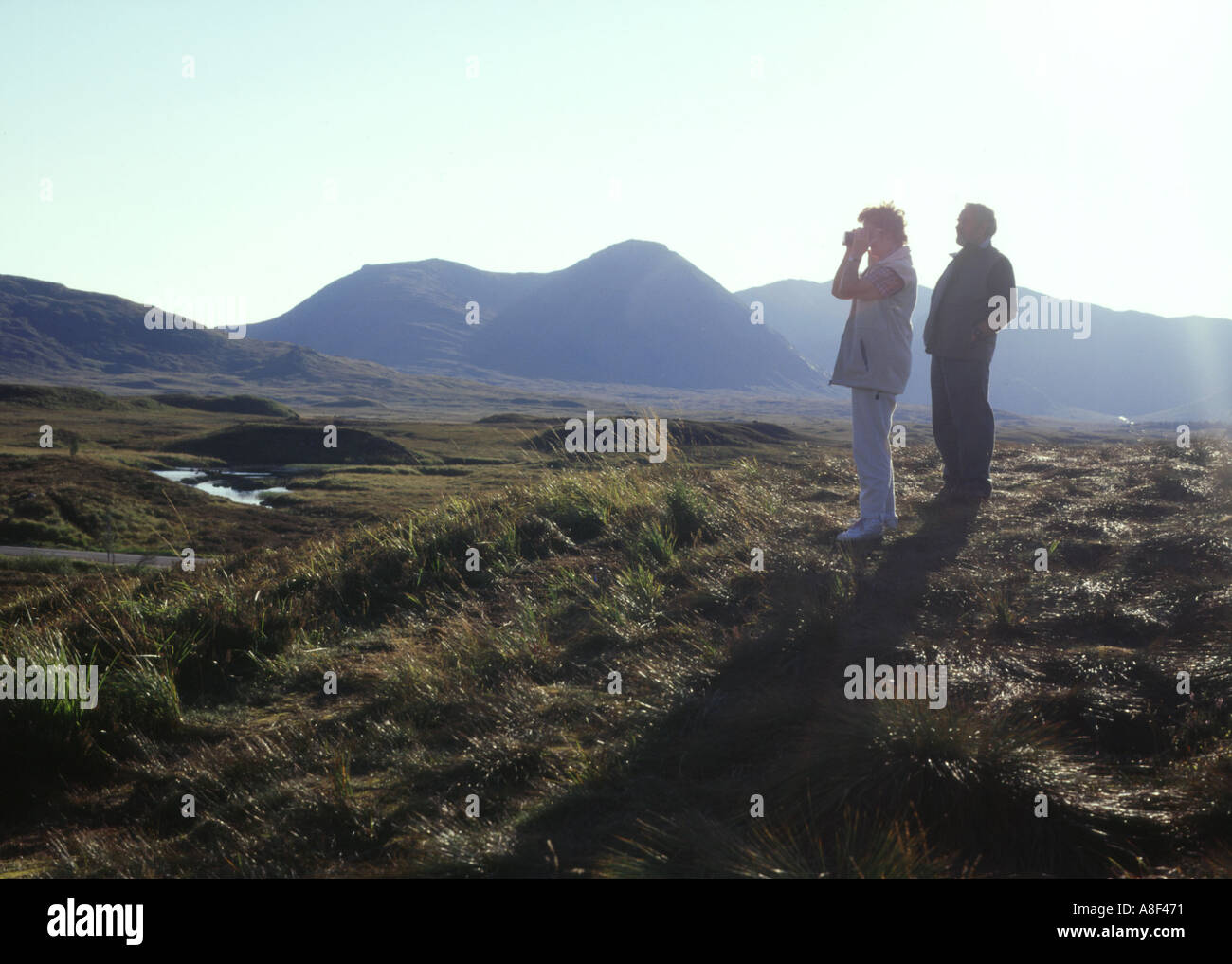 dh Black Mount mountains RANNOCH MOOR ARGYLL Bird watchers viewing ...
