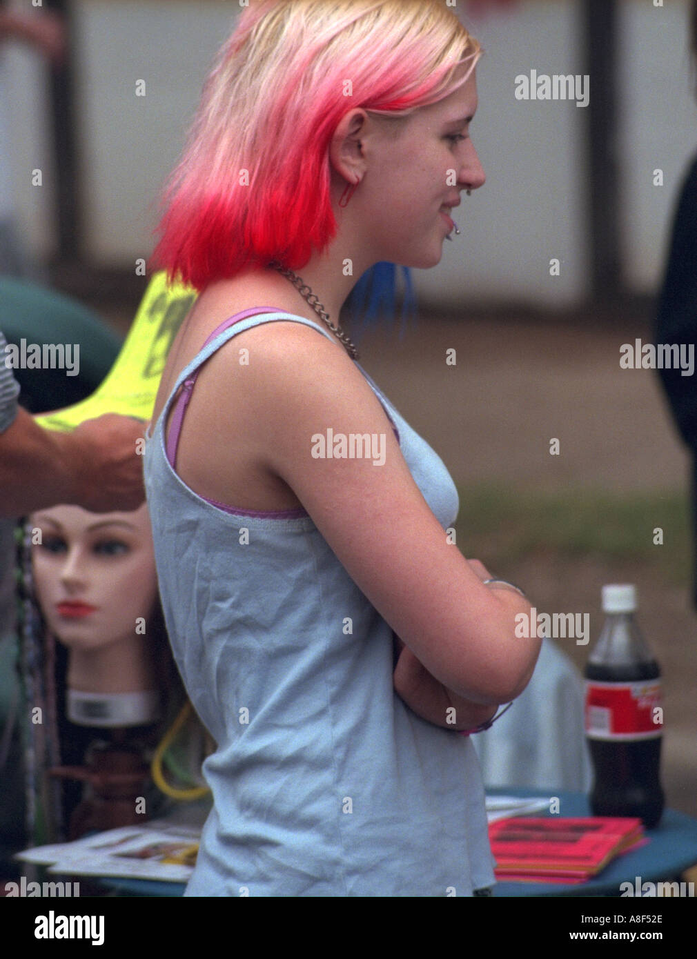 Punk rocker teen age 17 with red hair at Cedarfest celebration ...