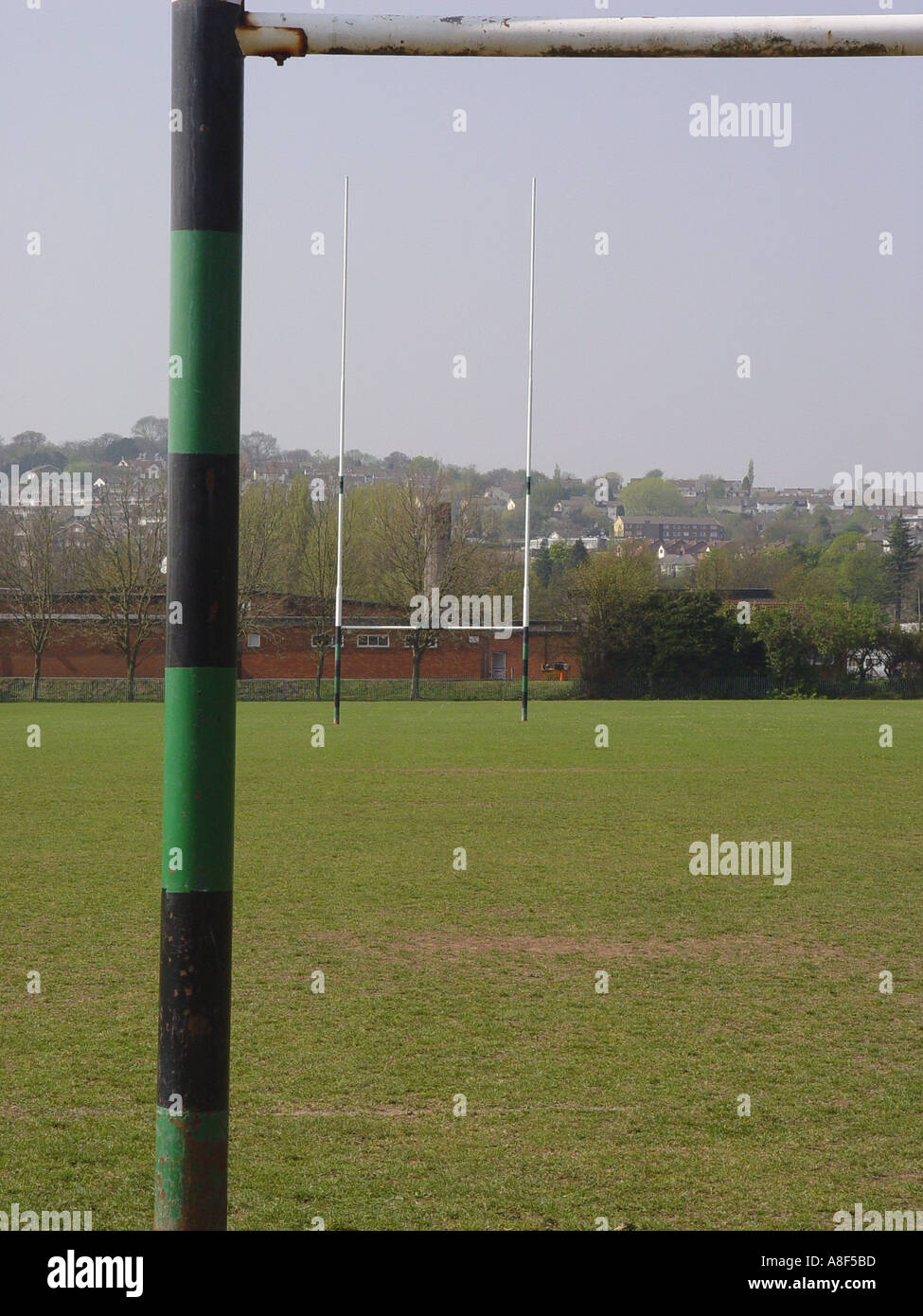Rugby Posts in the Roman village of Caerleon near the city of Newport ...