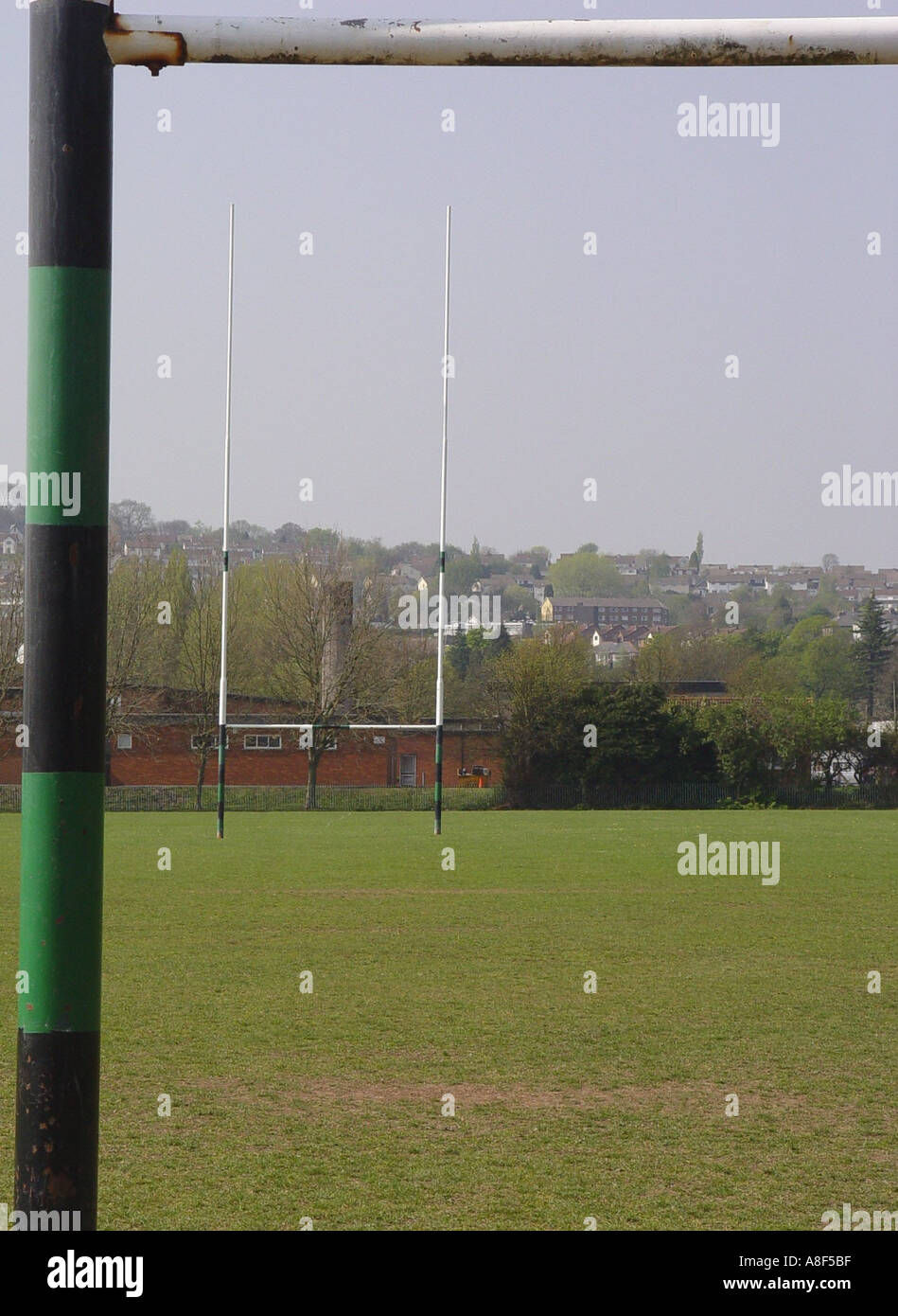 Rugby Posts in the Roman village of Caerleon near the city of Newport ...