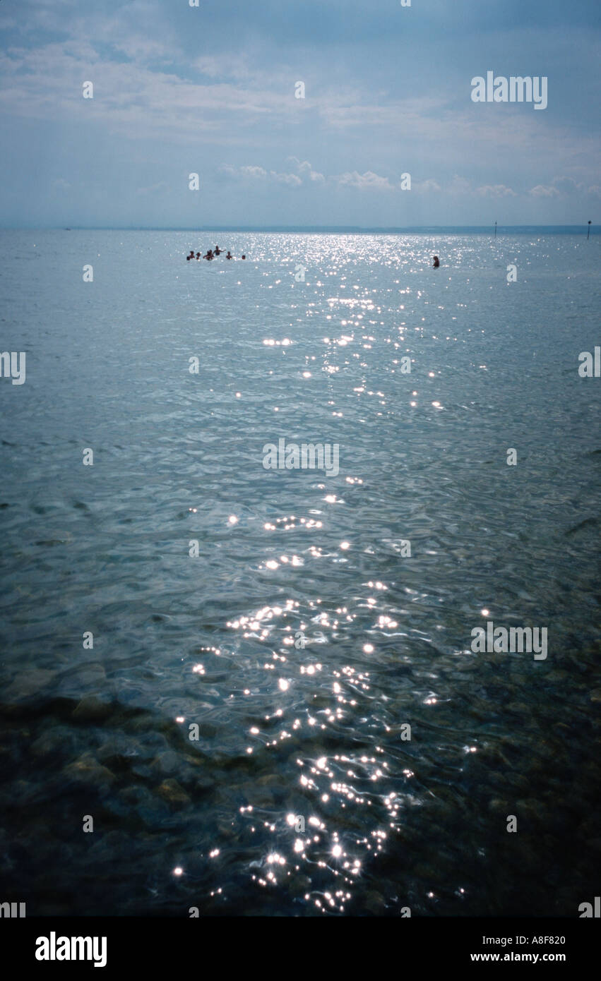 People bathing, Lake Constance (Bodensee) Fischbach Baden-Wuerttemberg ...