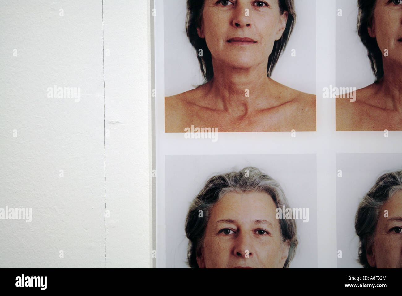 photos with faces of women exposed in a photo gallery Stock Photo - Alamy