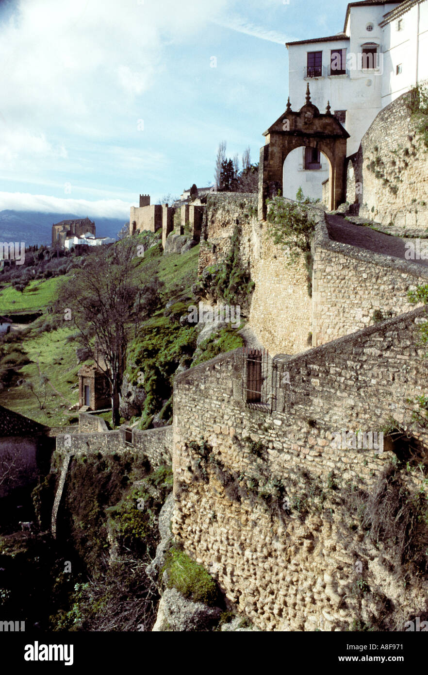 Ronda spain cliffs houses architecture tradition travel gorge clouds hi ...