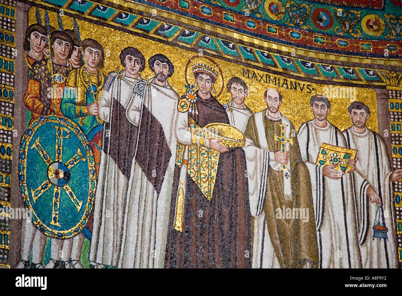 Ravenna, ceiling, arches, mosaics, colored, shiny, fantasy, religion ...