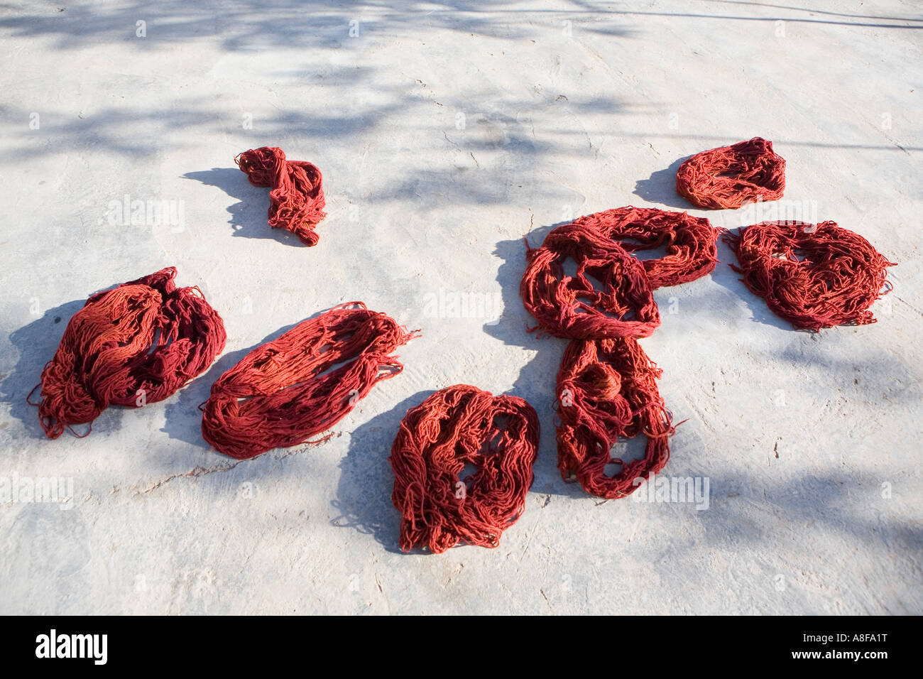Wool Drying After Being Dyed Marrakech Morocco Stock Photo - Alamy