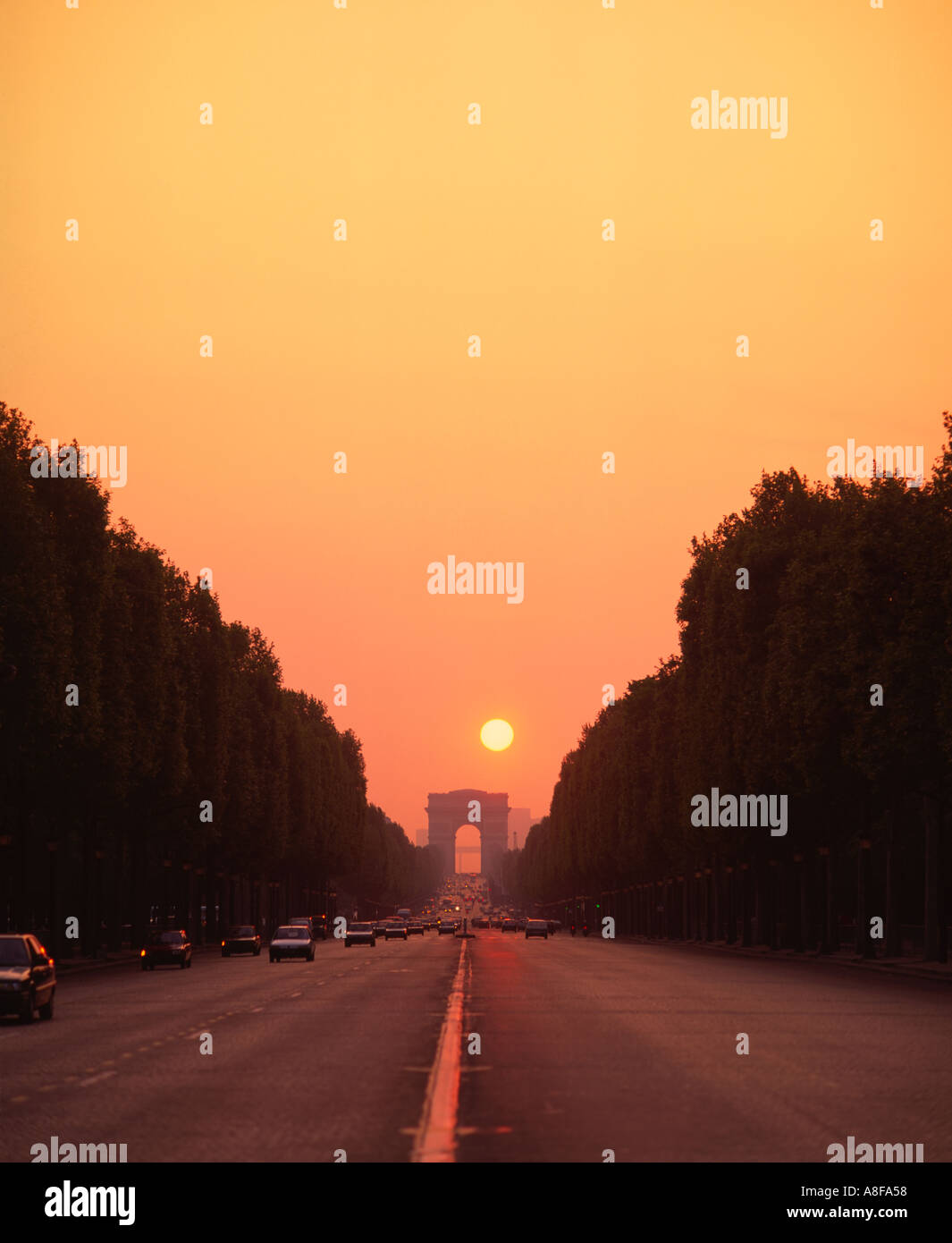 Arc de Triomphe at sunset Paris France Stock Photo - Alamy