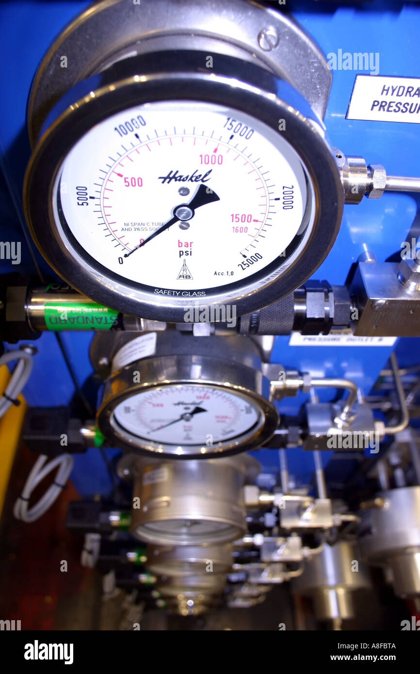 Pressure gauge on test panel Stock Photo - Alamy