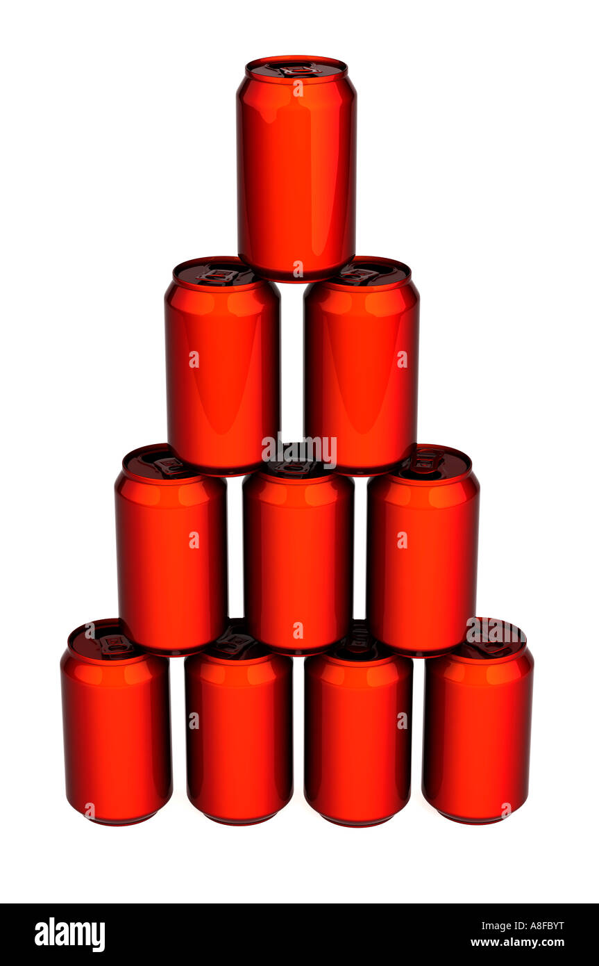 Stack of red tin cans Stock Photo - Alamy