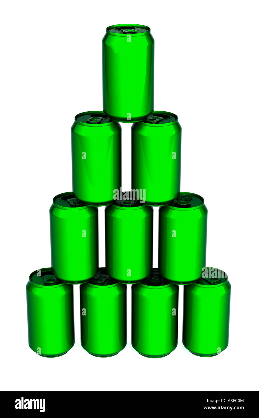 Stack of green tin cans Stock Photo - Alamy
