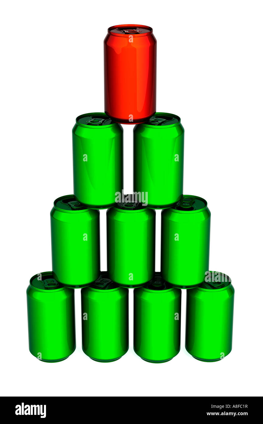 Stack of green tin cans Stock Photo - Alamy
