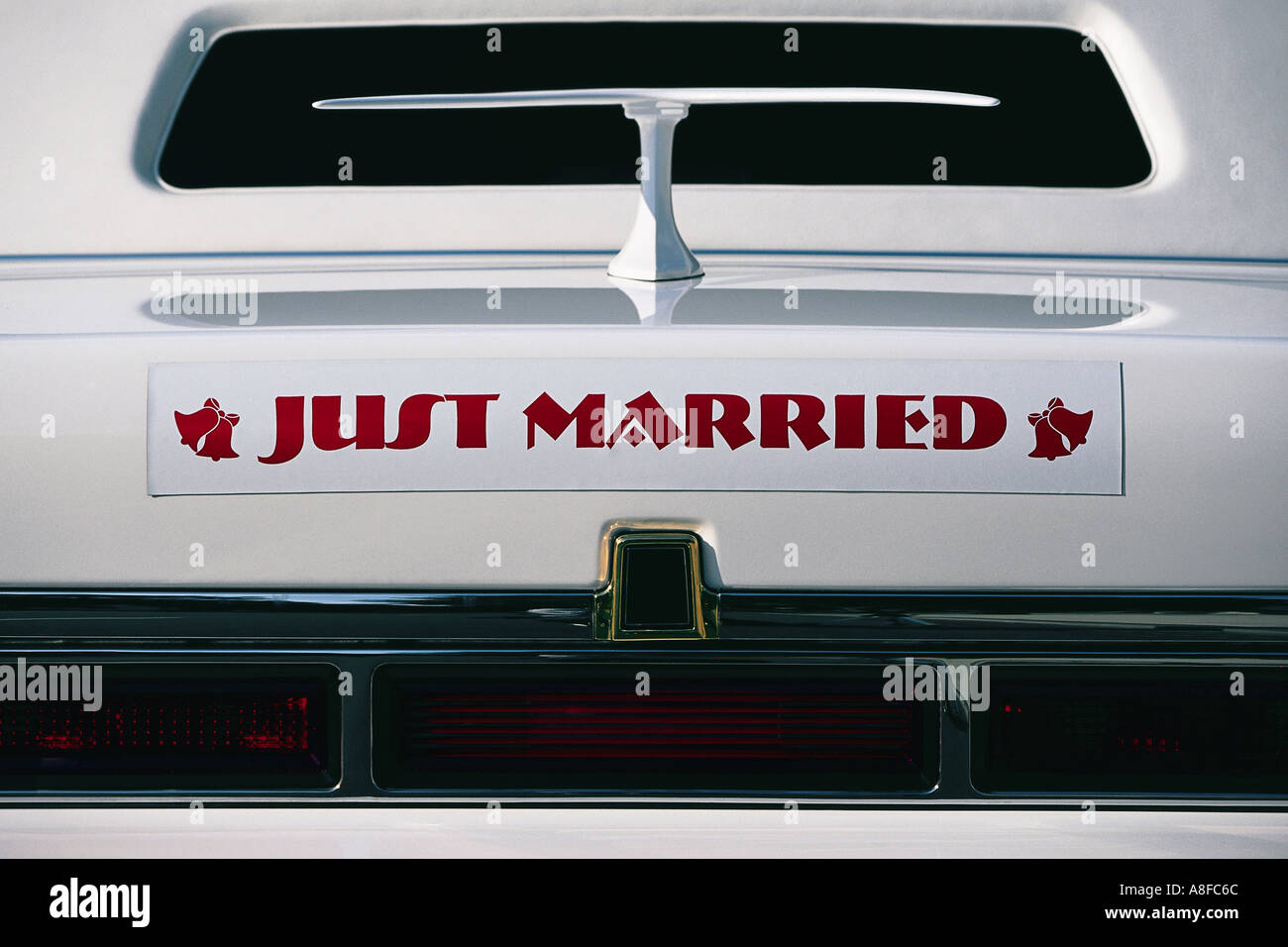 just married bumper sticker Stock Photo - Alamy