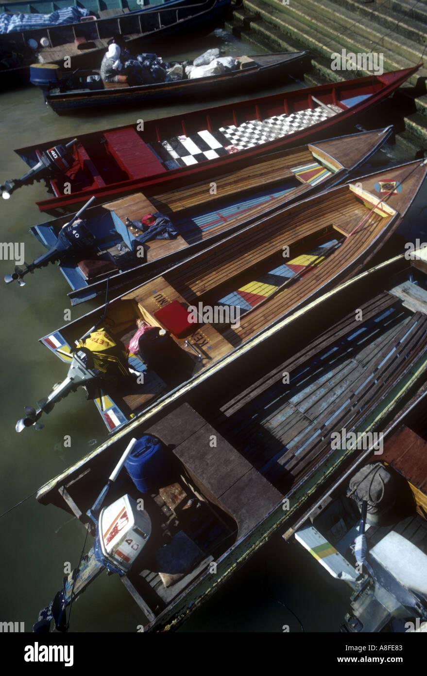Borneo Island Brunei Bandar Seri Begawan Water taxi boats moored by ...