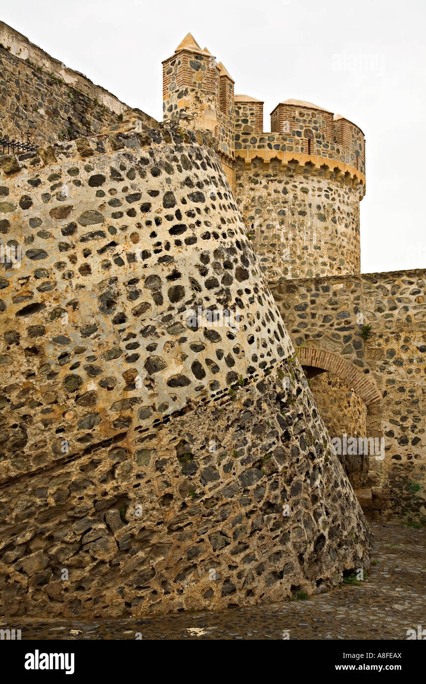 Collapsed ruined St Michael's castle tower Almunecar Andalucia Spain ...