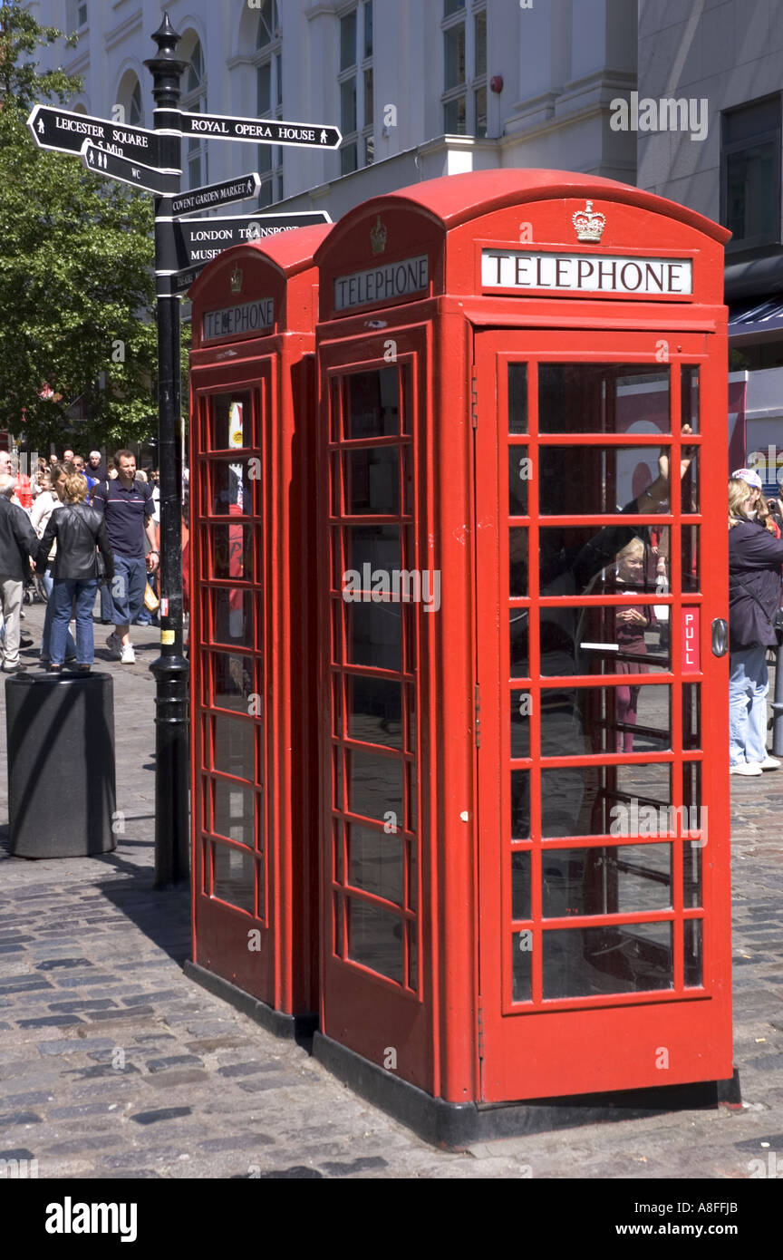 English red phone boxes in Convent Garden London England Stock Photo ...