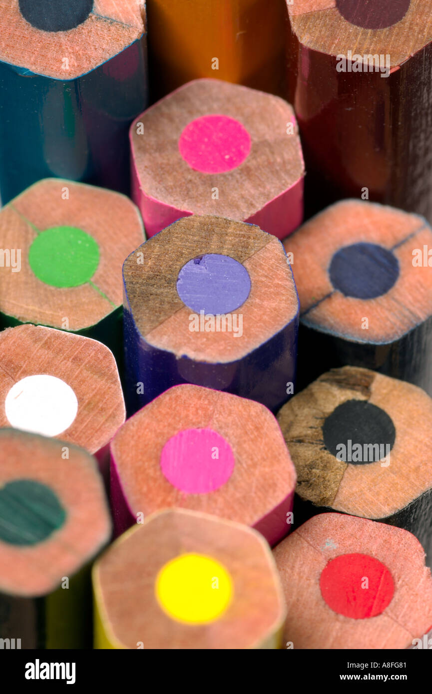 Coloured pencil ends Stock Photo - Alamy