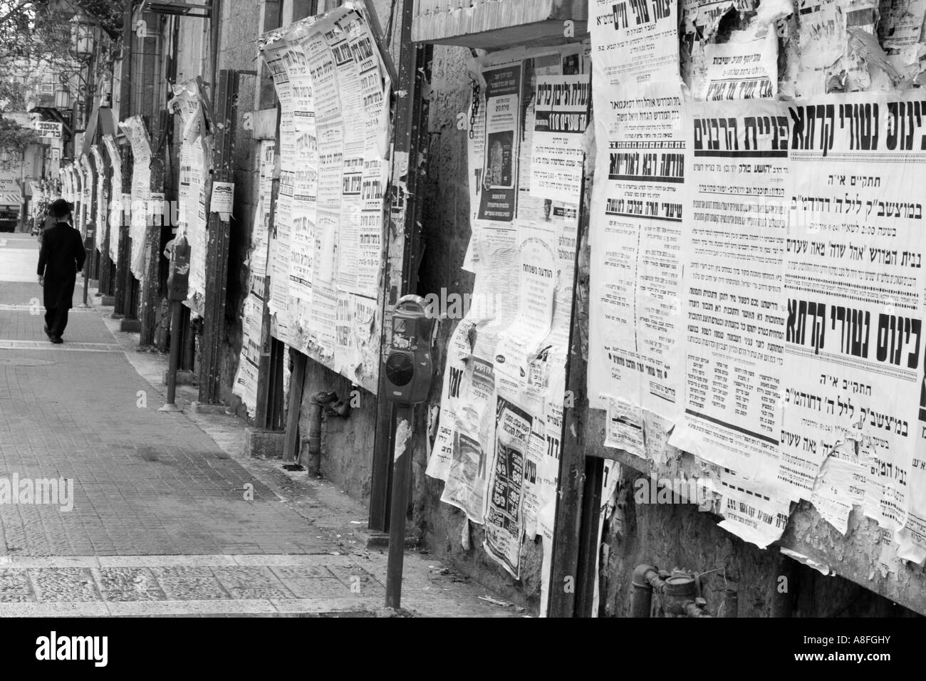 Stock Photo in Black and White of Ultra Orthodox Jewish Man Passing a ...