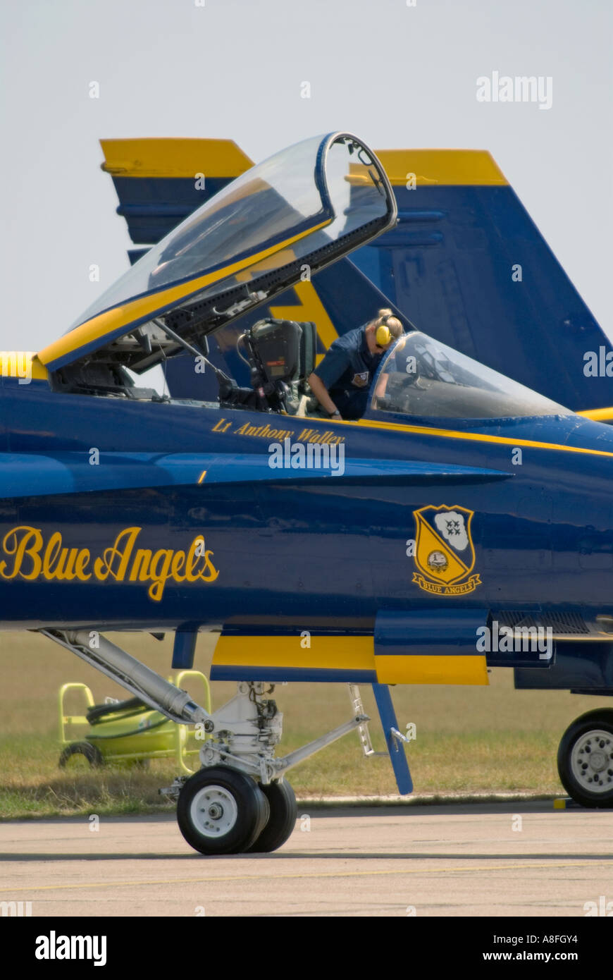 Crewmember checks out cockpit before demonstration Stock Photo - Alamy