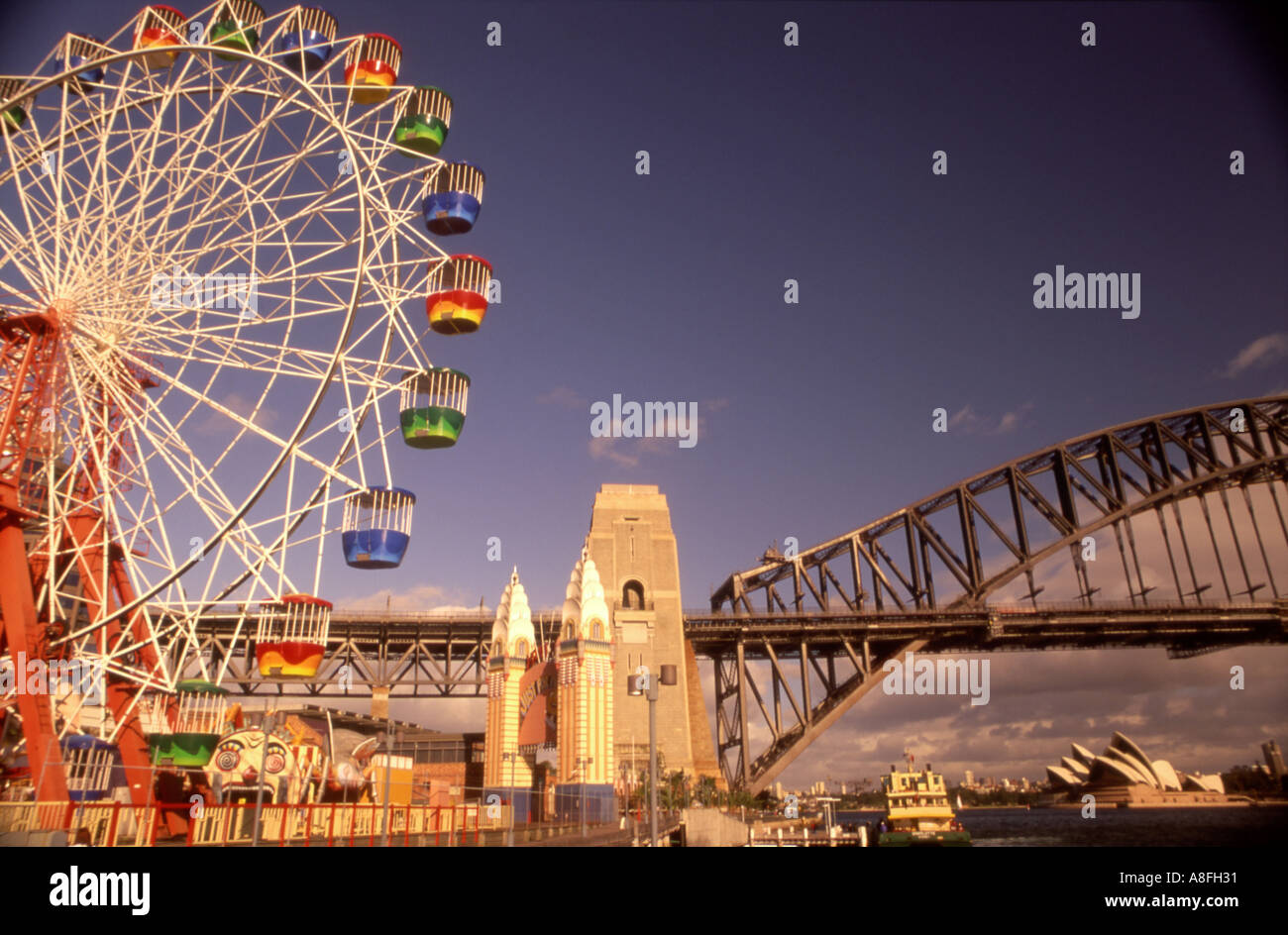 Luna Park and Sydney Harbour Bridge Sydney Harbour Australia Stock ...