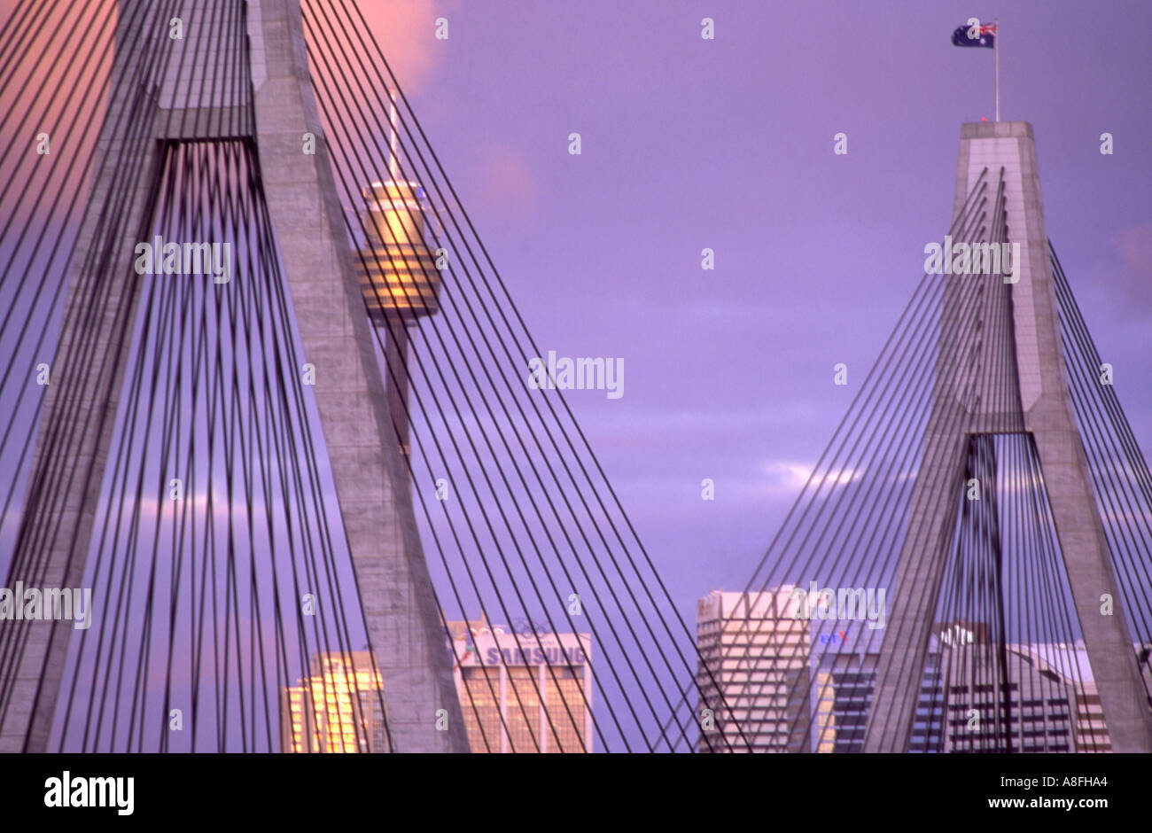 Anzac bridge sydney tower hi-res stock photography and images - Alamy
